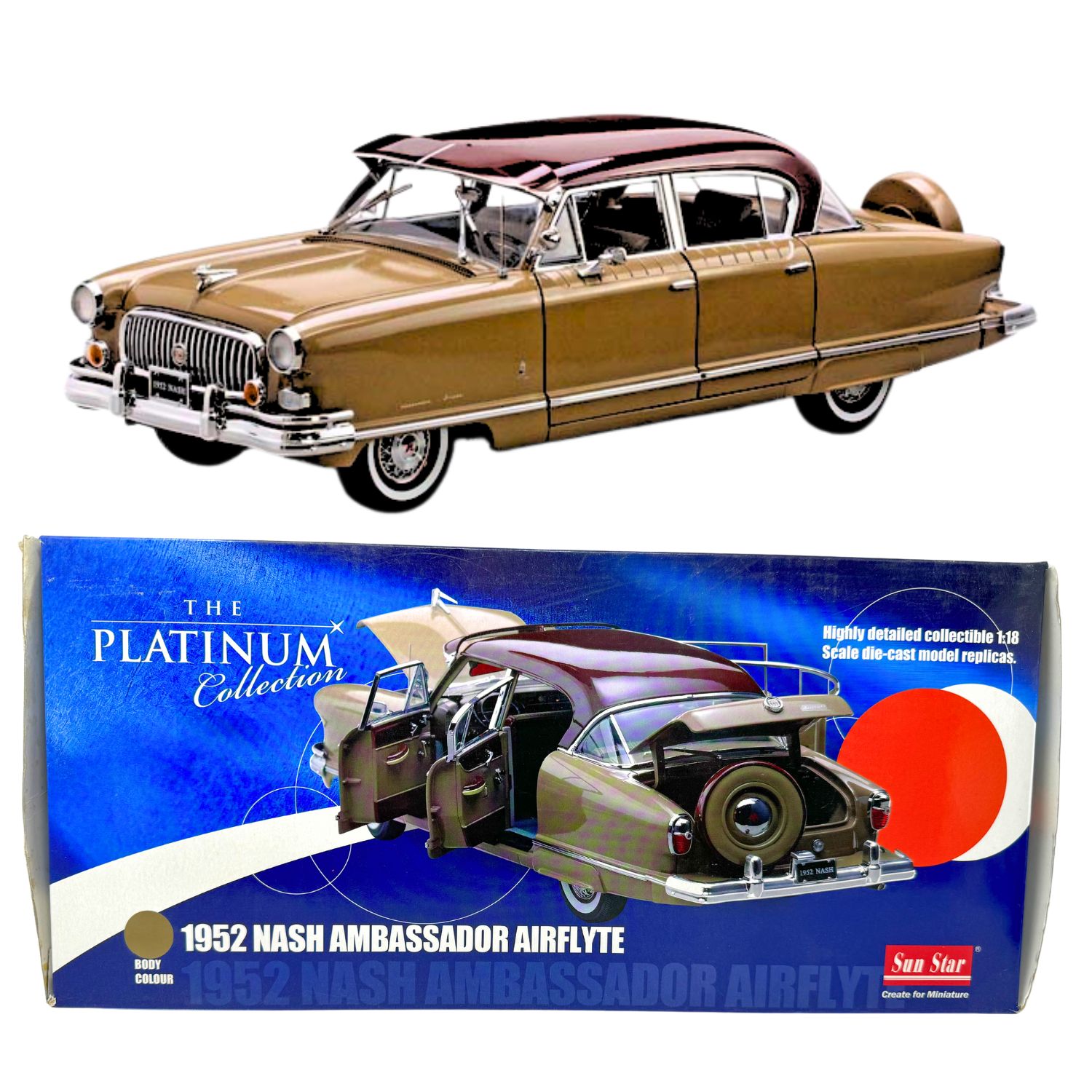 Sunstar Platinum Collection 1952 Nash Ambassador Airflyte 1:18 Diecast ...