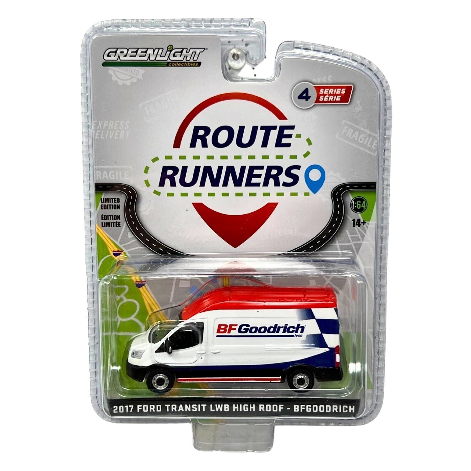Greenlight Route Runners 2017 Ford Transit LWB High Roof 1:64 Diecast ...