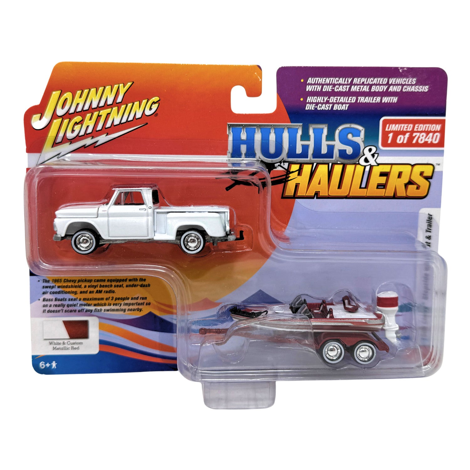 Johnny Lightning Hulls & Haulers 1965 Chevy Stepside with Boat 1:64 Di ...