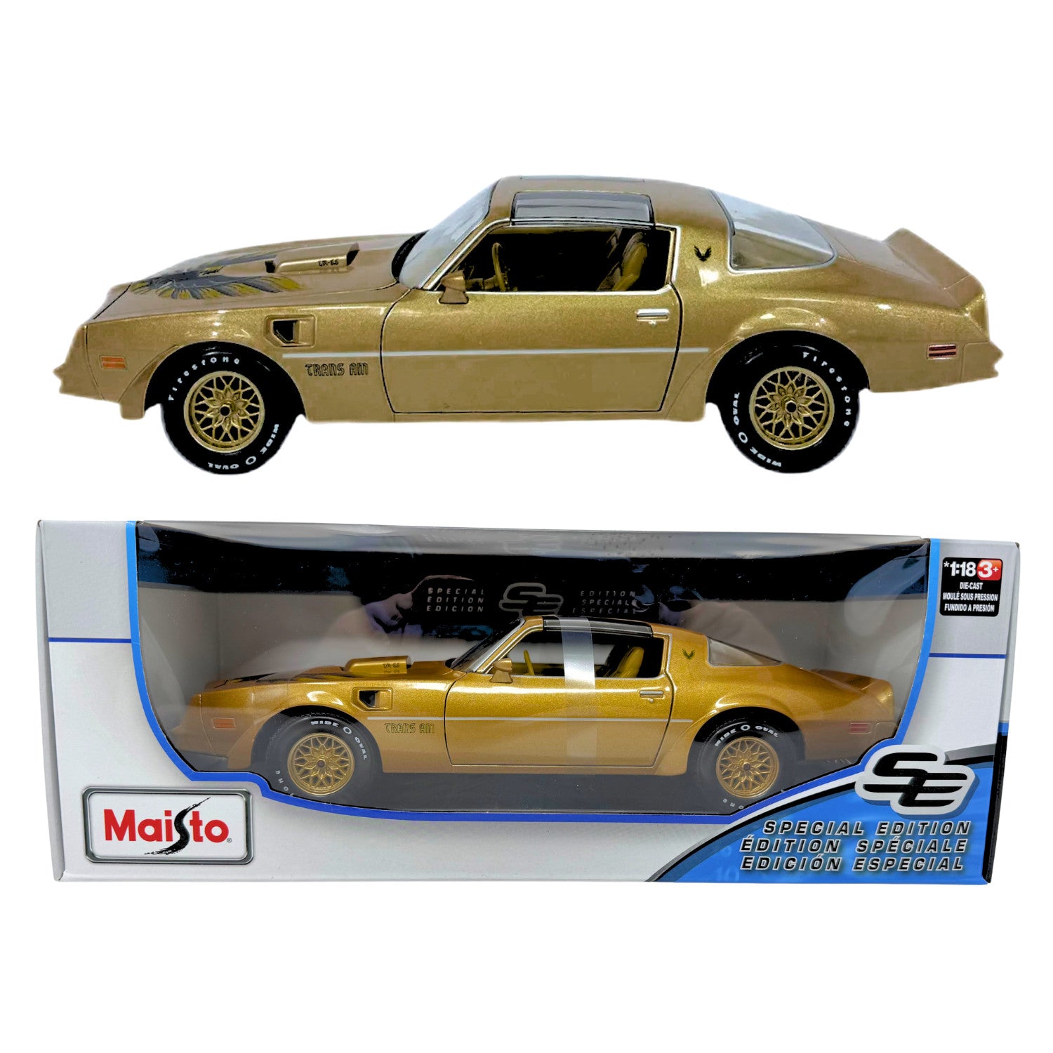 Maisto 1978 Pontiac Firebird Trans Am 1:18 Diecast Model Car Gold ...