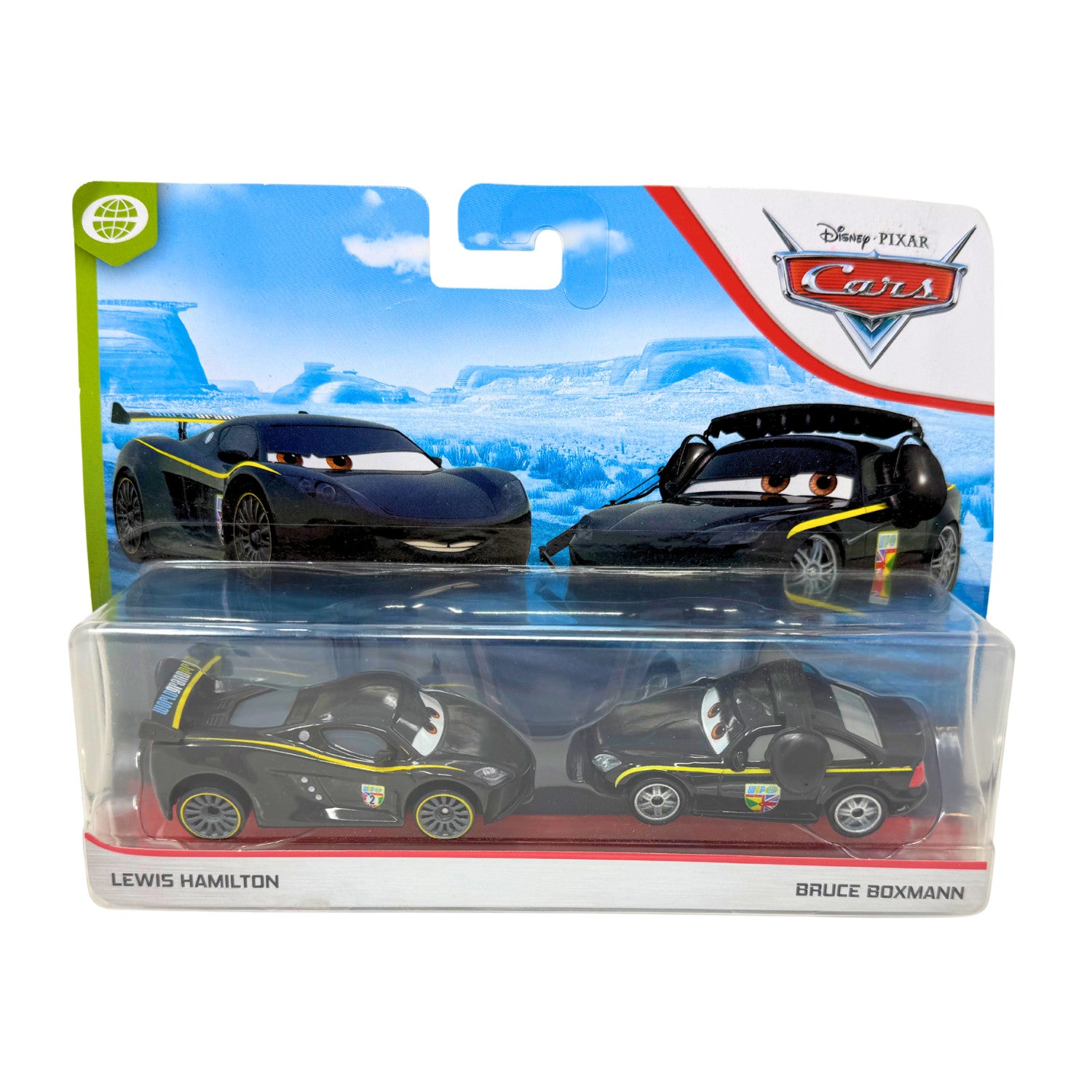 Disney Pixar Cars Lewis Hamilton & Bruce Boxmann 2-Pack 1:55 Diecast S ...